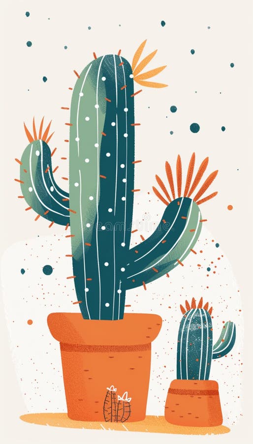 Simple Flat Design Cactus with Bold Outlines for Screen Print Stock ...
