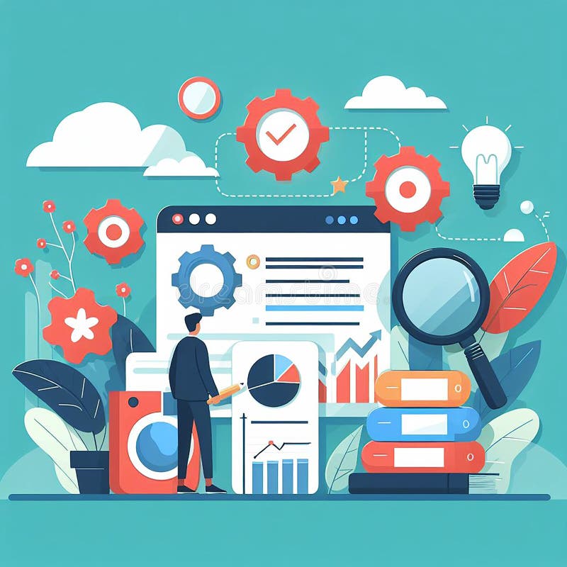 Simple Flat Design Cms Concept Illustrated Stock Illustration ...