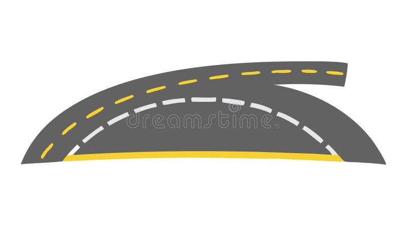 Simple Flat Design Curved Road Highway Transportation Icon, Vector ...