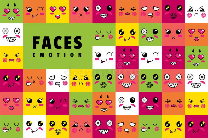 Simple Flat Design Expressive Emotion Faces Background Design Stock ...