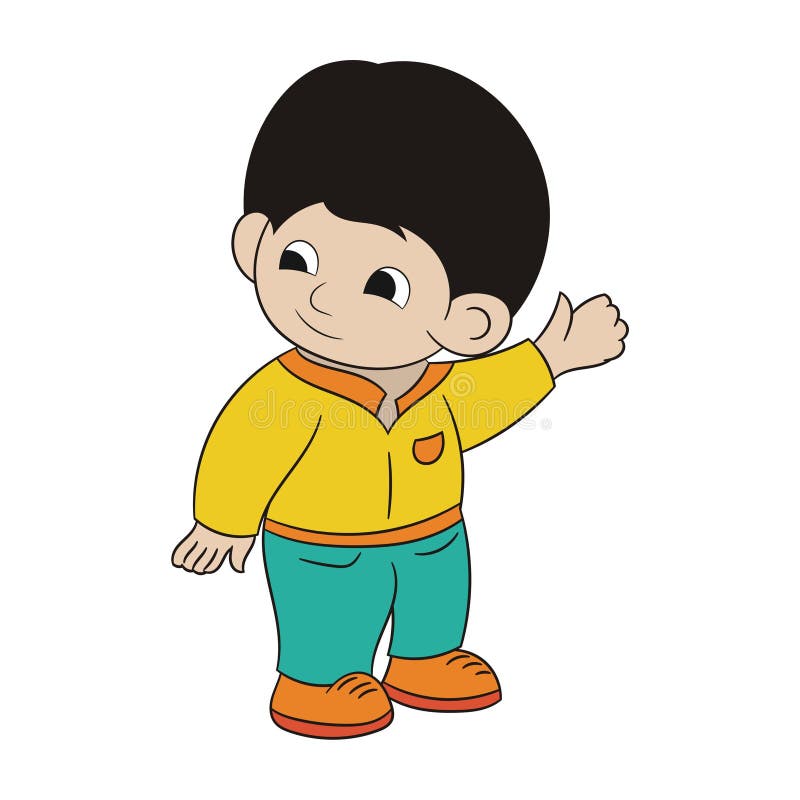 Simple Cartoon Boy with Expression of Welcome or Invite Stock Vector ...