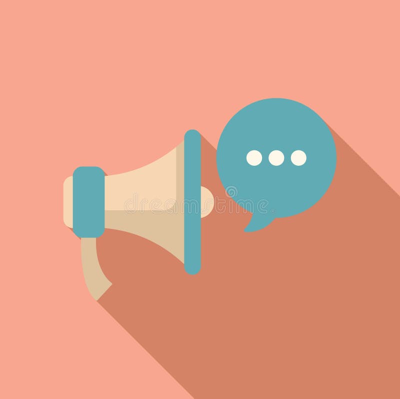 Flat Design Megaphone Announcing Message Icon Stock Illustration ...