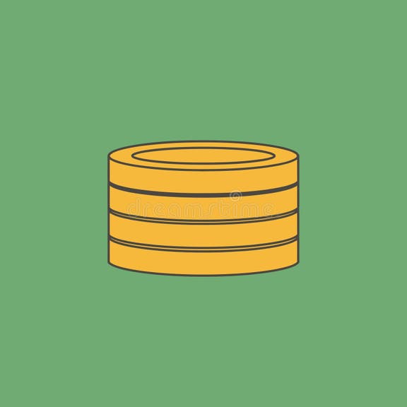Golden Coin Stack Icon on Green Background Stock Image - Illustration ...