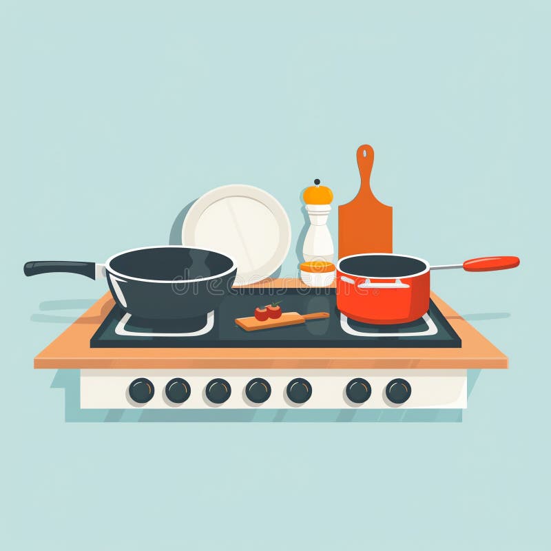 Simple Flat Design Style Kitchen Set Stock Illustration - Illustration ...