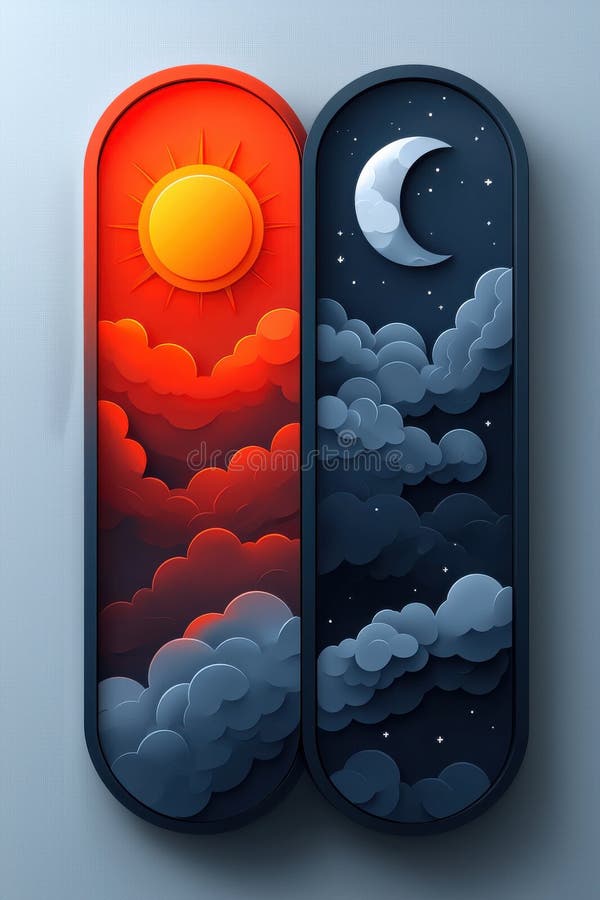 Simple Flat Design of Sun and Moon UI Slide Buttons Stock Image - Image ...
