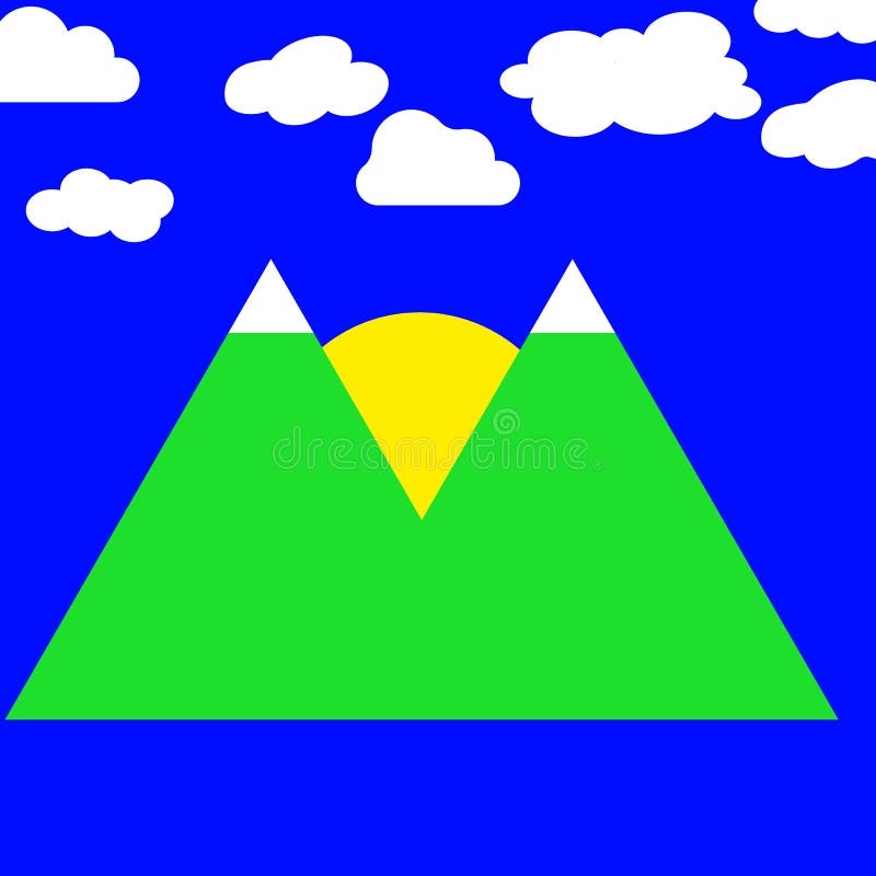 Simple Flat Design Winter Snowy Landscape with Mountains . Stock Vector ...