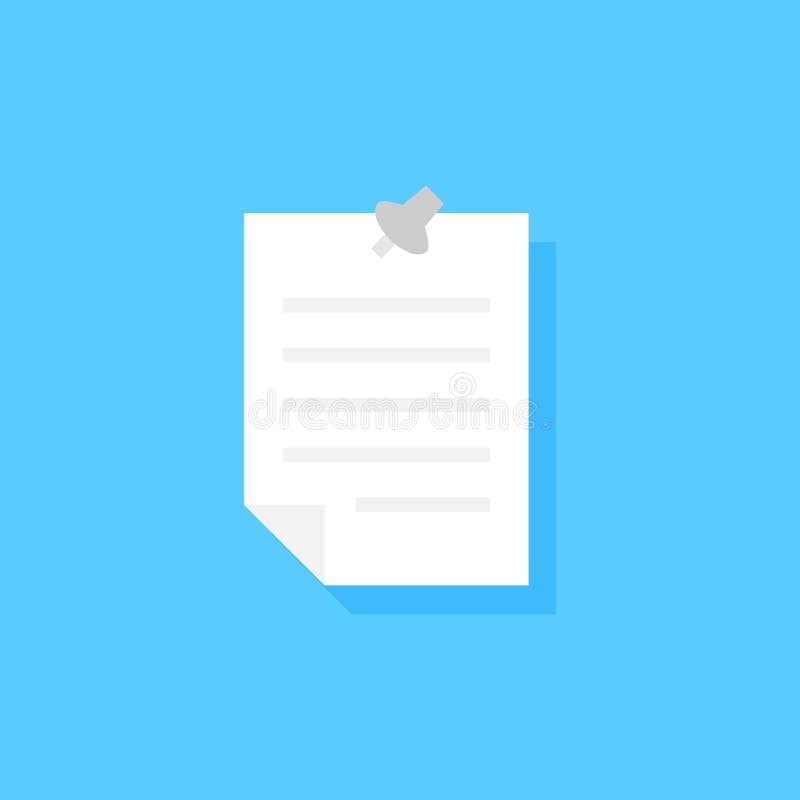 Simple Flat Document Icon with Push Pin, Vector and Illustration Stock ...