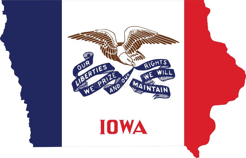 Flag map of Iowa, USA stock vector. Illustration of black - 225296820