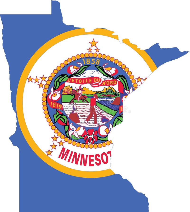 Flag map of Minnesota, USA stock vector. Illustration of eastern ...