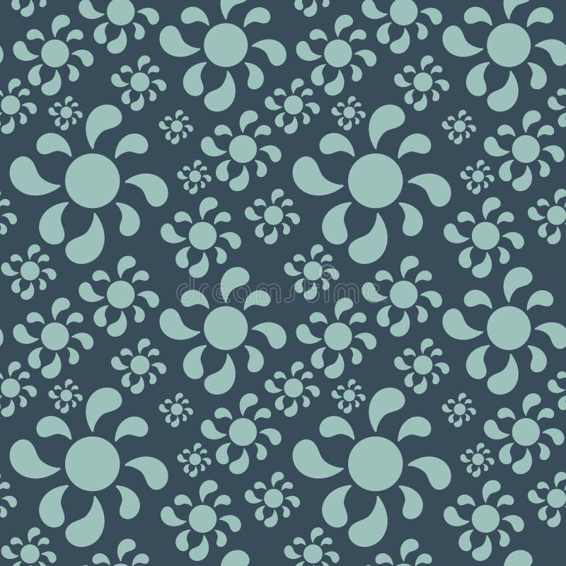 Simple Flat Flowers with Petals in the Form of Drops, Seamless Pattern ...