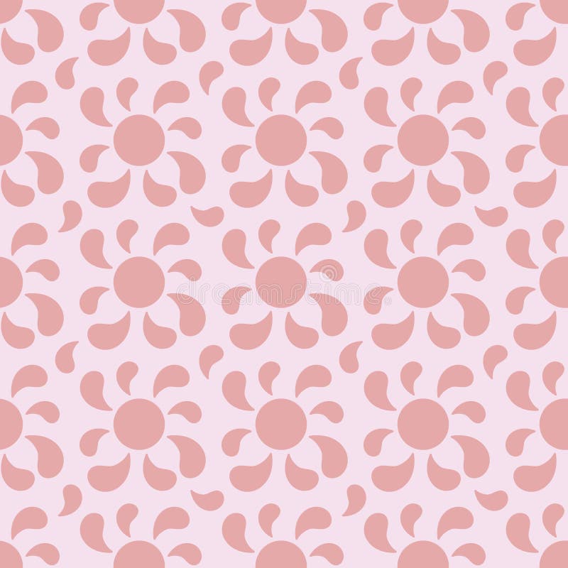 Simple Flat Flowers with Petals in the Form of Drops, Seamless Pattern ...