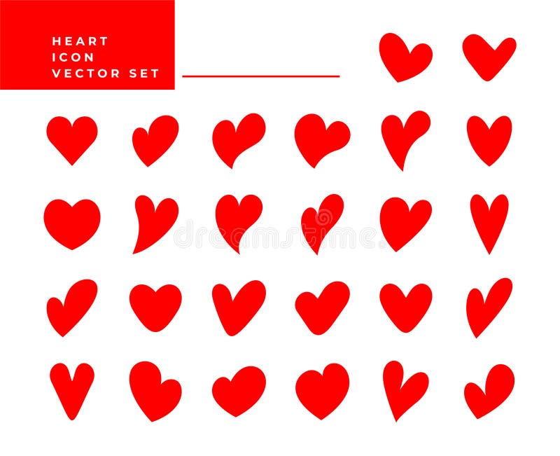 Simple Flat Heart Love Icon Design Set Stock Vector - Illustration of ...