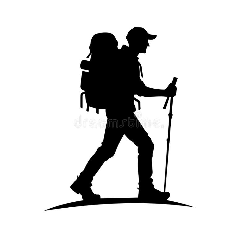 Simple Flat Hiker Silhouette Illustration for Logo and Design Use ...