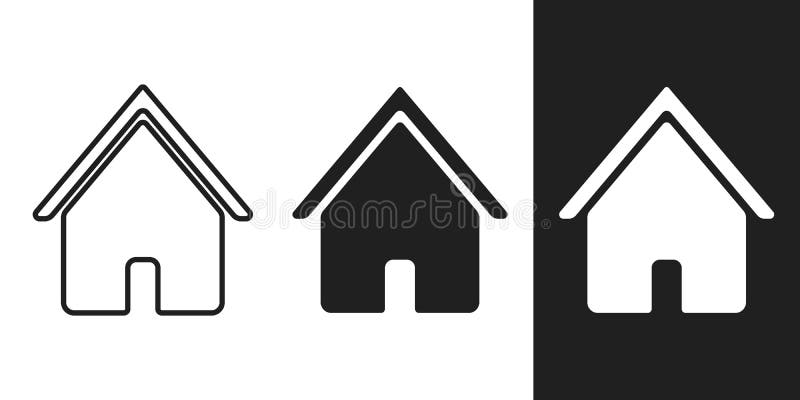 Simple Flat Home, House Icons in 3 Form. Stock Vector - Illustration of ...