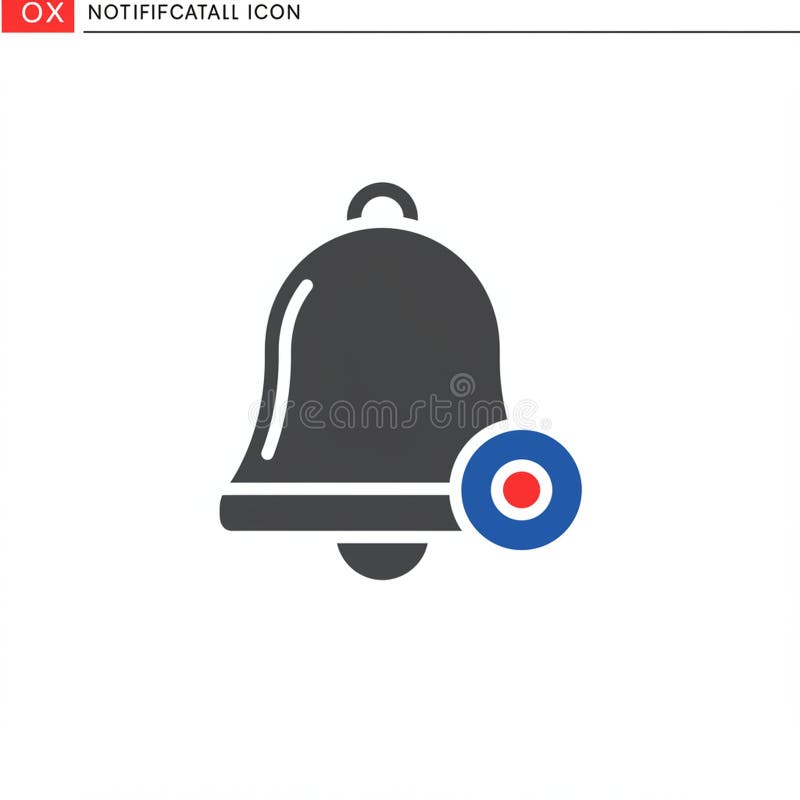 A Simple Flat Icon Design of a Notification Bell with a Circular Badge ...