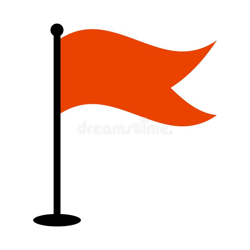 Simple Flat Icon of a Developing Flag, the Designation of a Place on ...