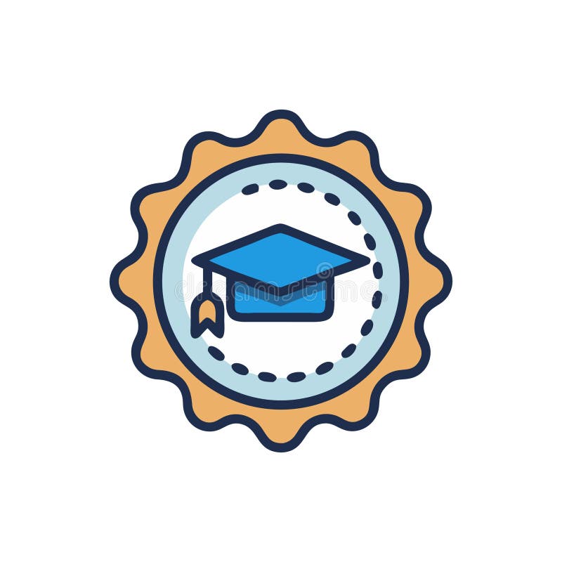 Flat Icon Style Image of a Graduation Cap Badge Stock Image ...