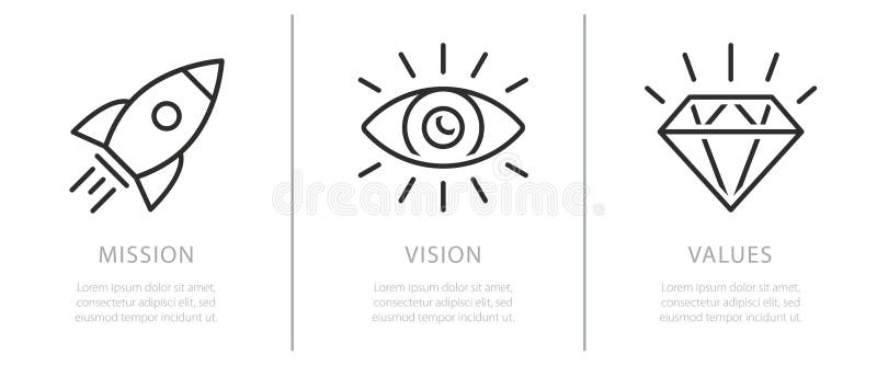 Simple Flat Icon for Visualisation of Mission, Vision and Values of ...