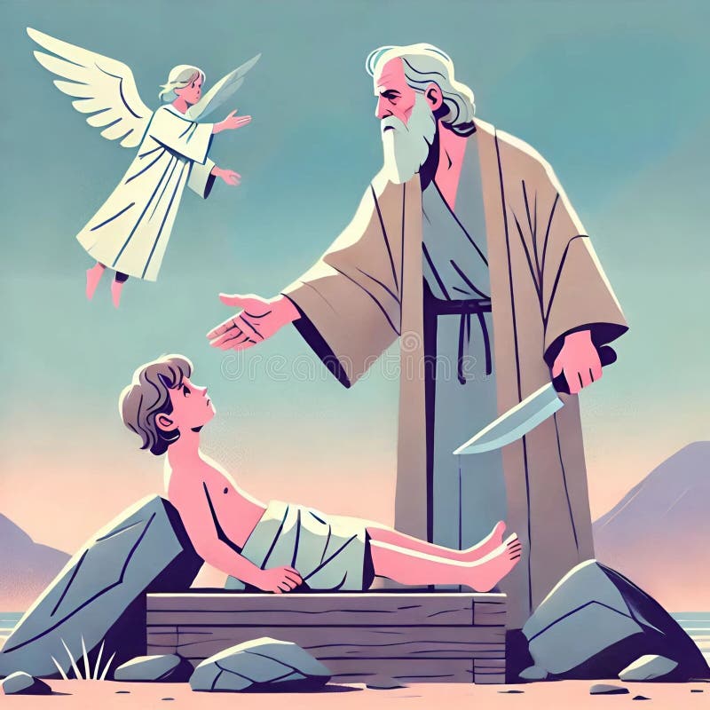 A Simple, Flat Illustration of Abraham Offering Isaac As a Sacrifice ...