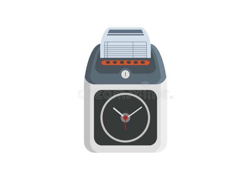Attendance Clock Machine. Simple Flat Illustration. Stock Vector ...
