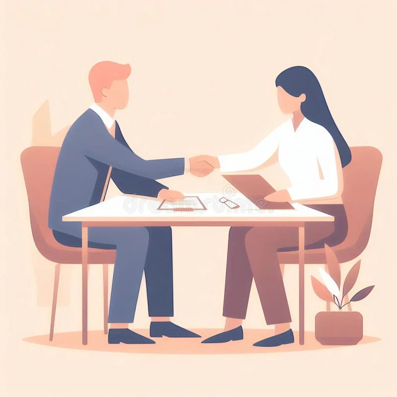 A Simple Flat Illustration of a Business Negotiation, Featuring Two ...