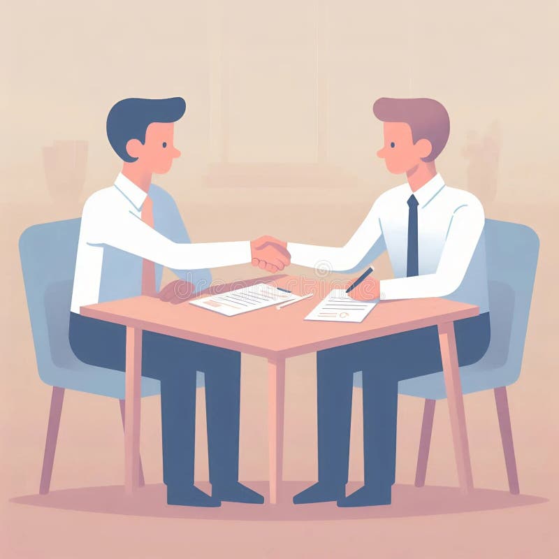 A Simple Flat Illustration of a Business Negotiation, Featuring Two ...