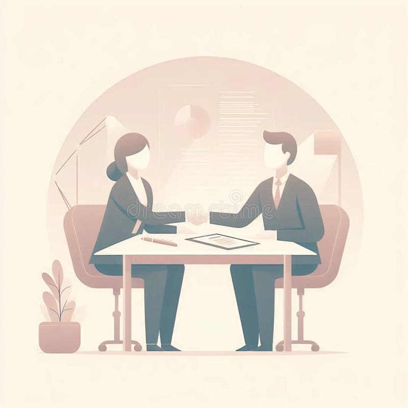 A Simple Flat Illustration of a Business Negotiation, Featuring Two ...