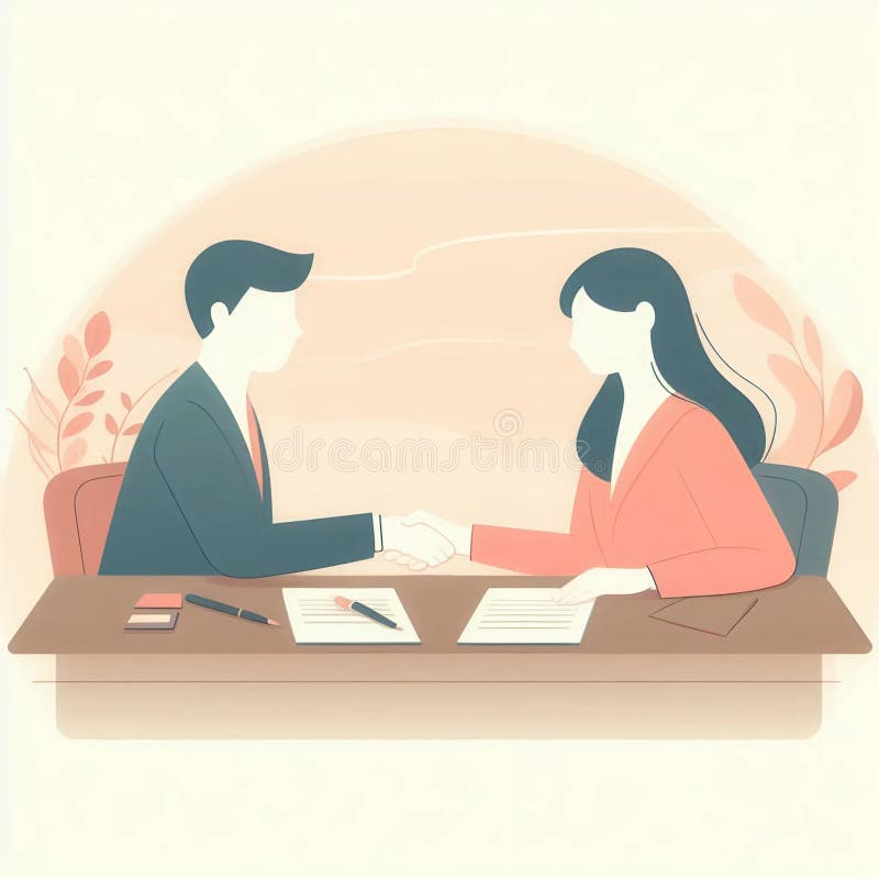 A Simple Flat Illustration of a Business Negotiation, Featuring Two ...