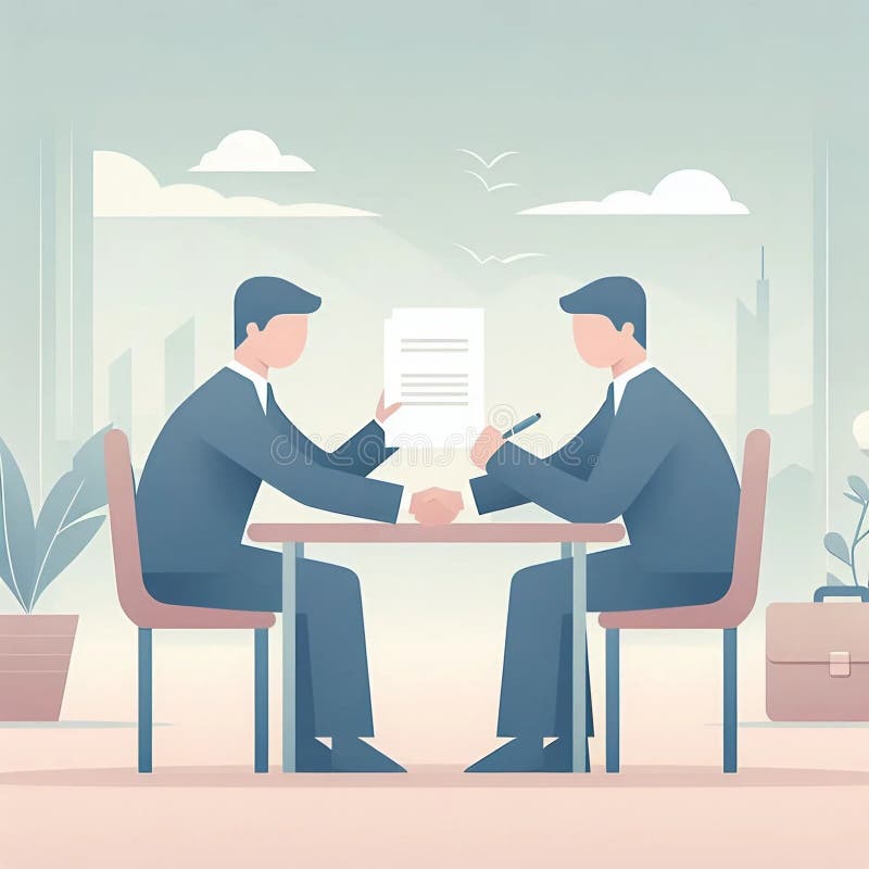 A Simple Flat Illustration of a Business Negotiation, Featuring Two ...