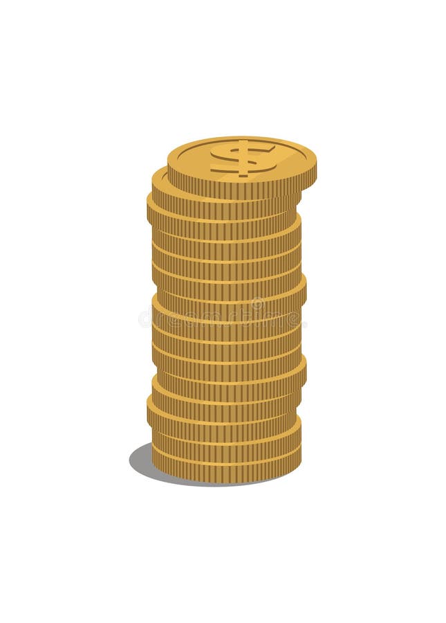 Dollar Coin Tall Stack. Simple Flat Illustration. Stock Vector ...