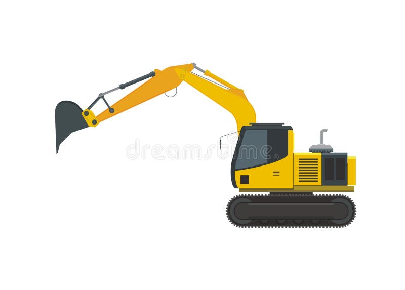 Excavator with Opened Arm. Simple Flat Illustration. Stock Vector ...