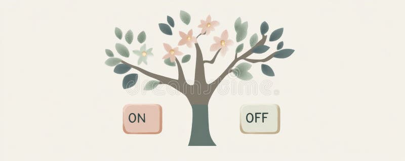 Flat Illustration of on and Off Switch with Trees in Minimal Design ...