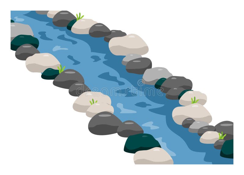Flowing River. Simple Flat Illustration. Stock Vector - Illustration of ...