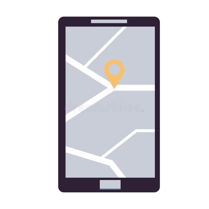 Simple Flat Illustration of a Mobile Phone with a Map. Stock Vector ...