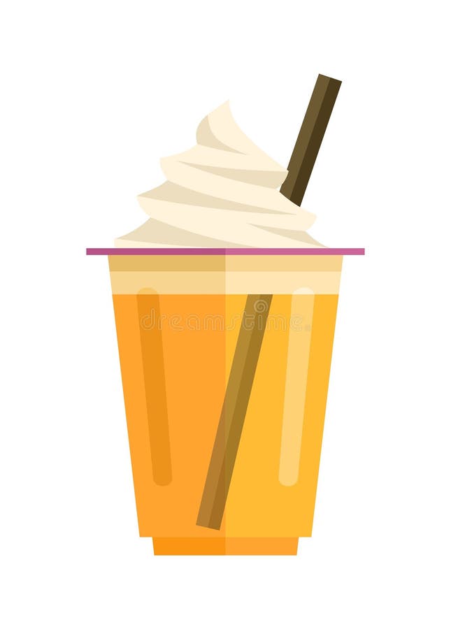 Orange Float in Plastic Cup. Simple Flat Illustration Stock Vector ...