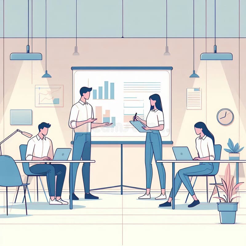 A Simple Flat Illustration of a Pitch Deck Presentation, Featuring a ...