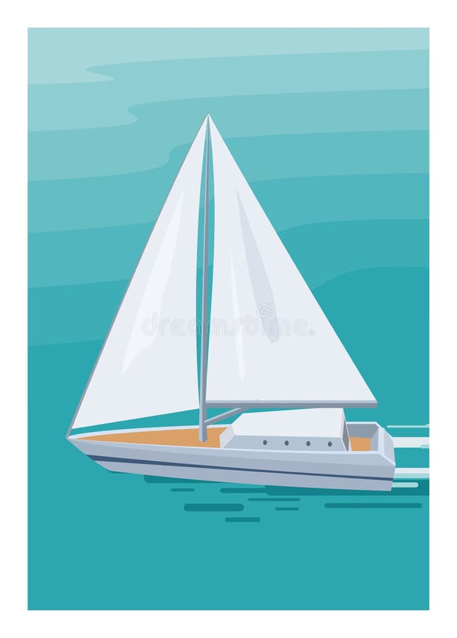 Sailing Boat. Simple Flat Illustration. Stock Vector - Illustration of ...