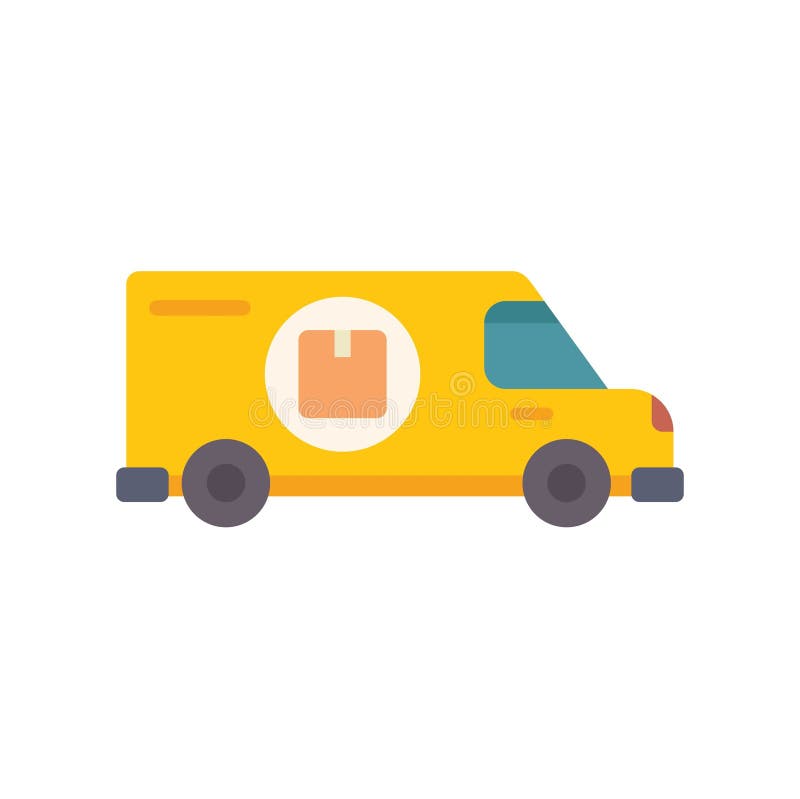 Yellow Delivery Van Transporting a Package Illustration Stock Vector ...