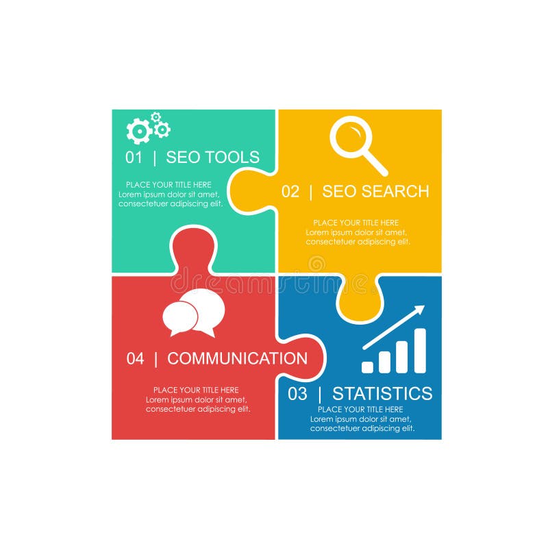 Simple Flat Infographic with Jigsaw Puzzle Pieces. Steps. Stock Vector ...