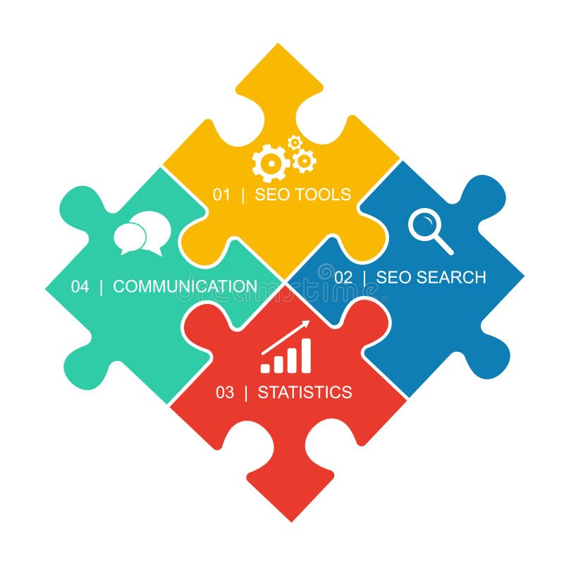 Simple Flat Infographic with Jigsaw Puzzle Pieces. Steps. Stock Vector ...