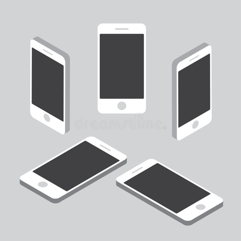 Simple Flat Isometric Phone Set Stock Vector - Illustration of ...