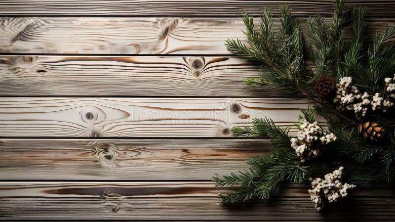Simple Flat Lay Composition with Juniper Branches on Rustic White Wood ...