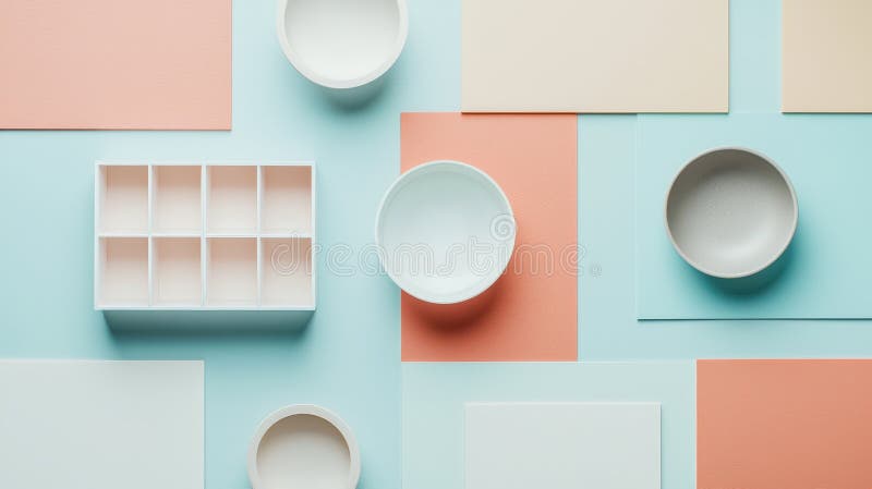 Simple Flat Lay of Geometric Objects on Colorful Background Stock ...