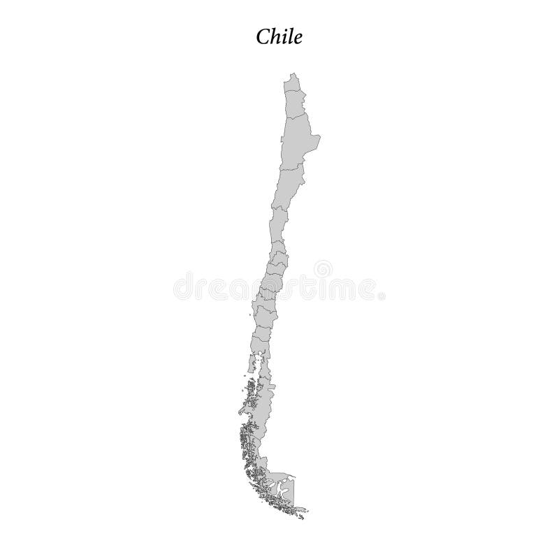 Simple Flat Map of Chile with Borders Stock Vector - Illustration of ...