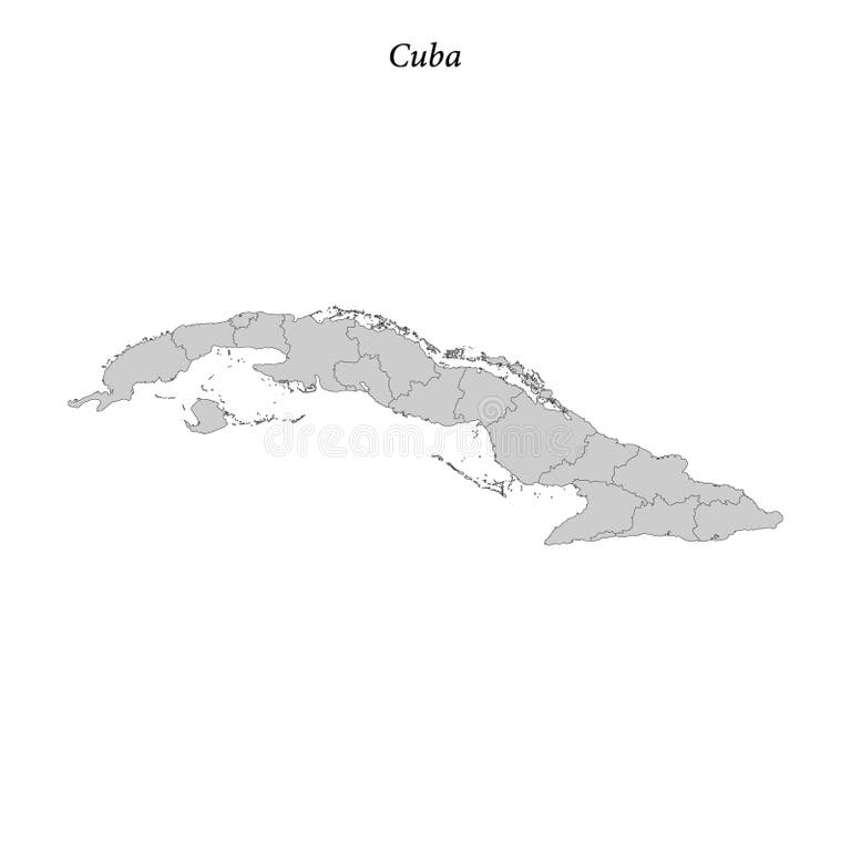 Simple Flat Map of Cuba with Borders Stock Vector - Illustration of ...