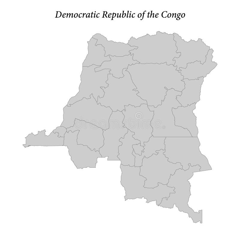 Simple Flat Map of DR Congo with Borders Stock Vector - Illustration of ...