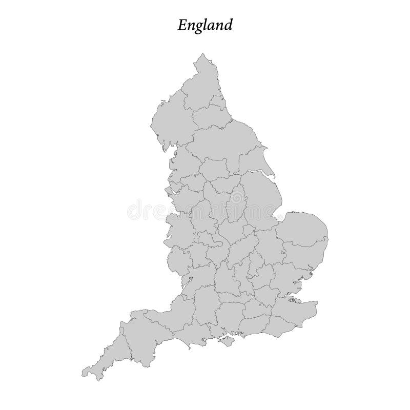 Simple Flat Map of England with Borders Stock Vector - Illustration of ...