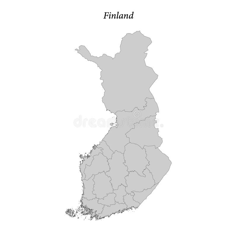 Simple Flat Map of Finland with Borders Stock Vector - Illustration of ...