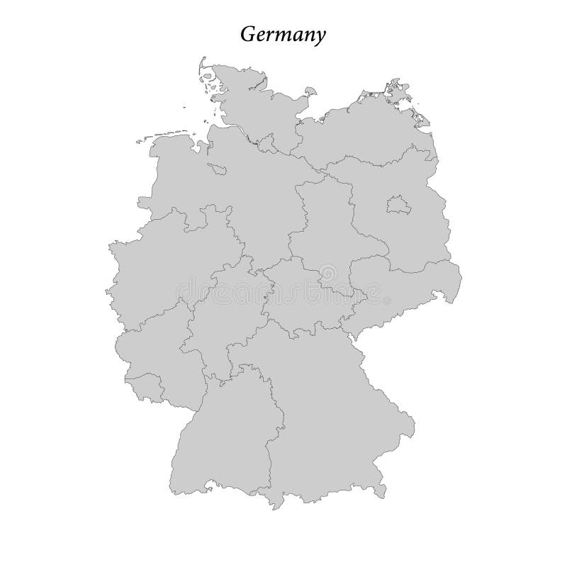 Simple Flat Map of Germany with Borders Stock Vector - Illustration of ...