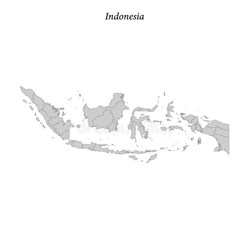 Simple Flat Map of Indonesia with Borders Stock Vector - Illustration ...